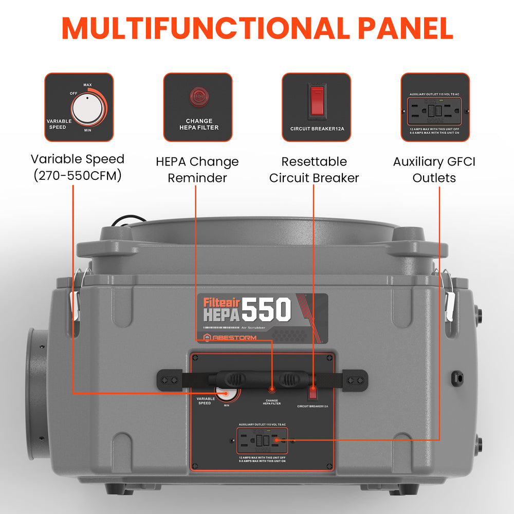 Abestorm 550 CFM HEPA Air Scrubber with 3-Stage Filtration System