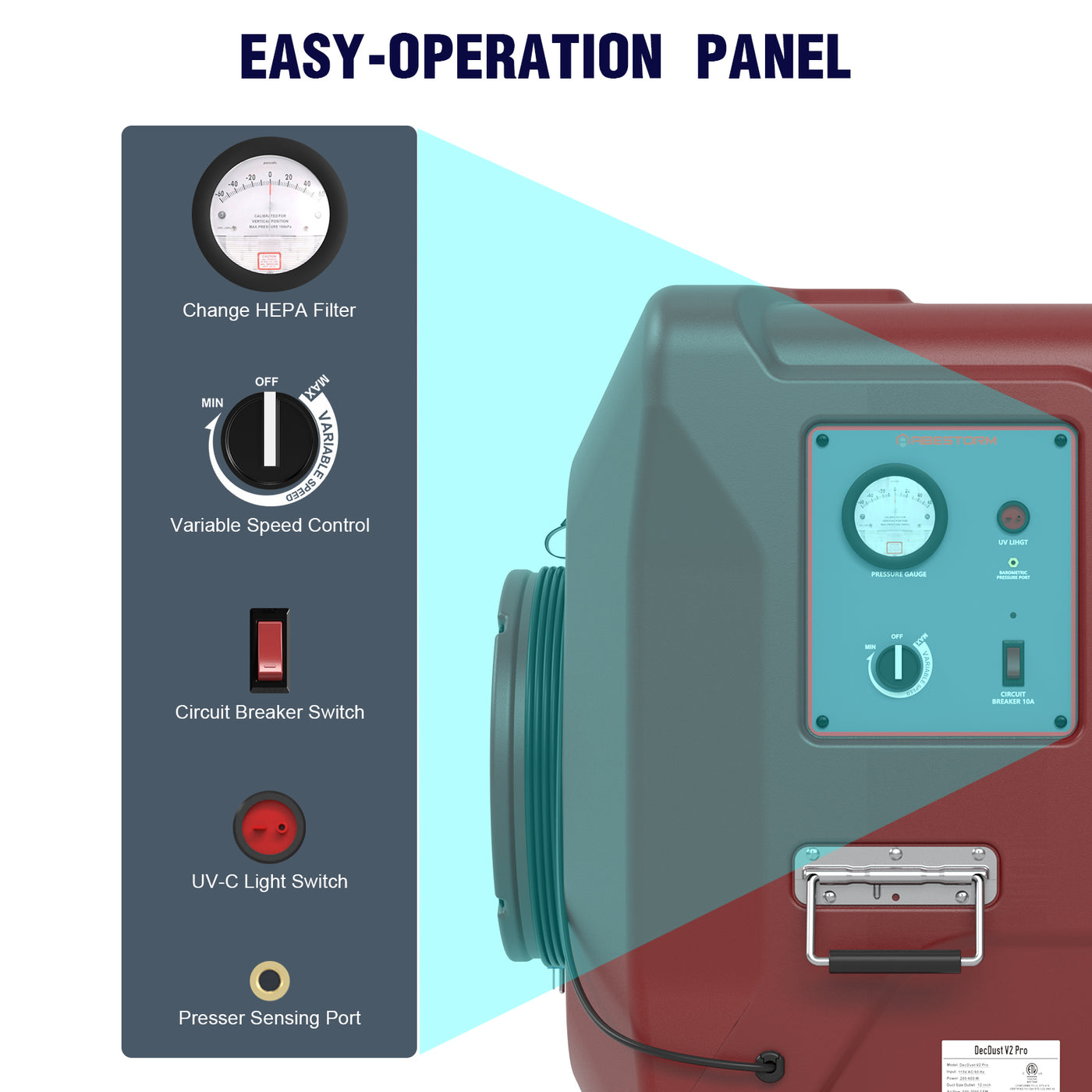 Abestorm 2000 CFM Commercial Air Scrubber | DecDust V2 Pro