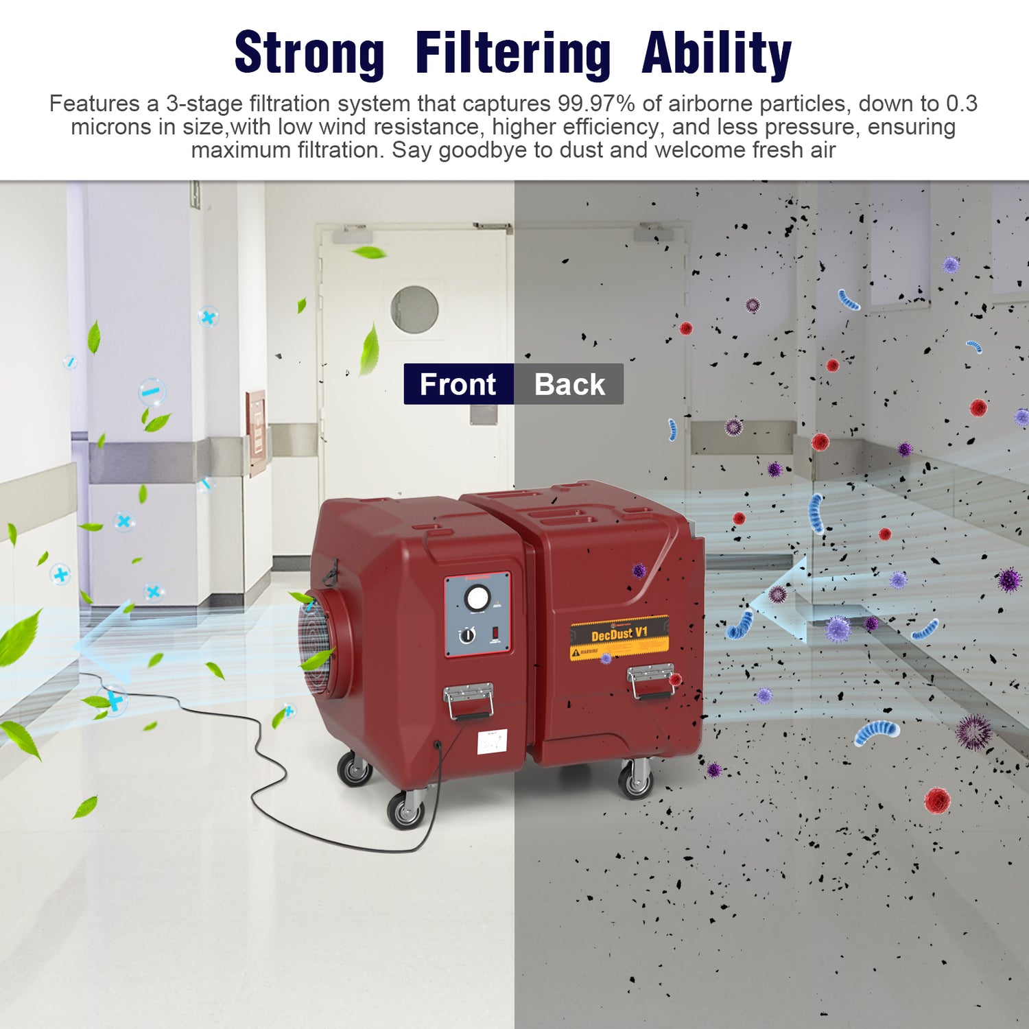 Abestorm 2000 CFM HEPA V1 Air Scrubber with 2-IN-1 Filtration System